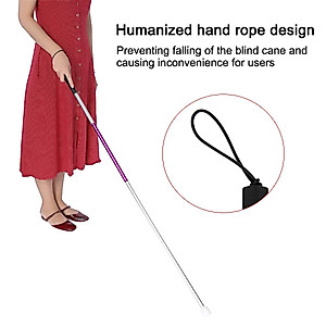 TMISHION Foldable Walking Stick Cane Reflective Anti-Shock Guide Crutch for Blind People Outdoor Hiking Cane for Men and Women Easy Adjustable Elder Stick with Soft Handle and Stable Holder