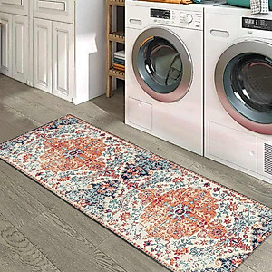 Ideasonna Boho Kitchen Rug Mat Country Rustic Farmhouse Kitchen Rugs Sets of 2 Washable Non-Slip Kitchen Floor Mats for in Front of Sink Boho Kitchen Decor