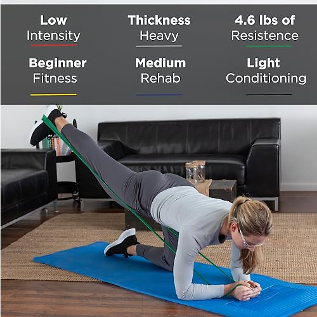 THERABAND Professional Latex Resistance Bands, Individual 6 Ft Elastic Band for Upper & Lower Body Exercise, Physical Therapy, Pilates, At-Home Workouts, 6 Foot, Green, Heavy, Intermediate Level 1