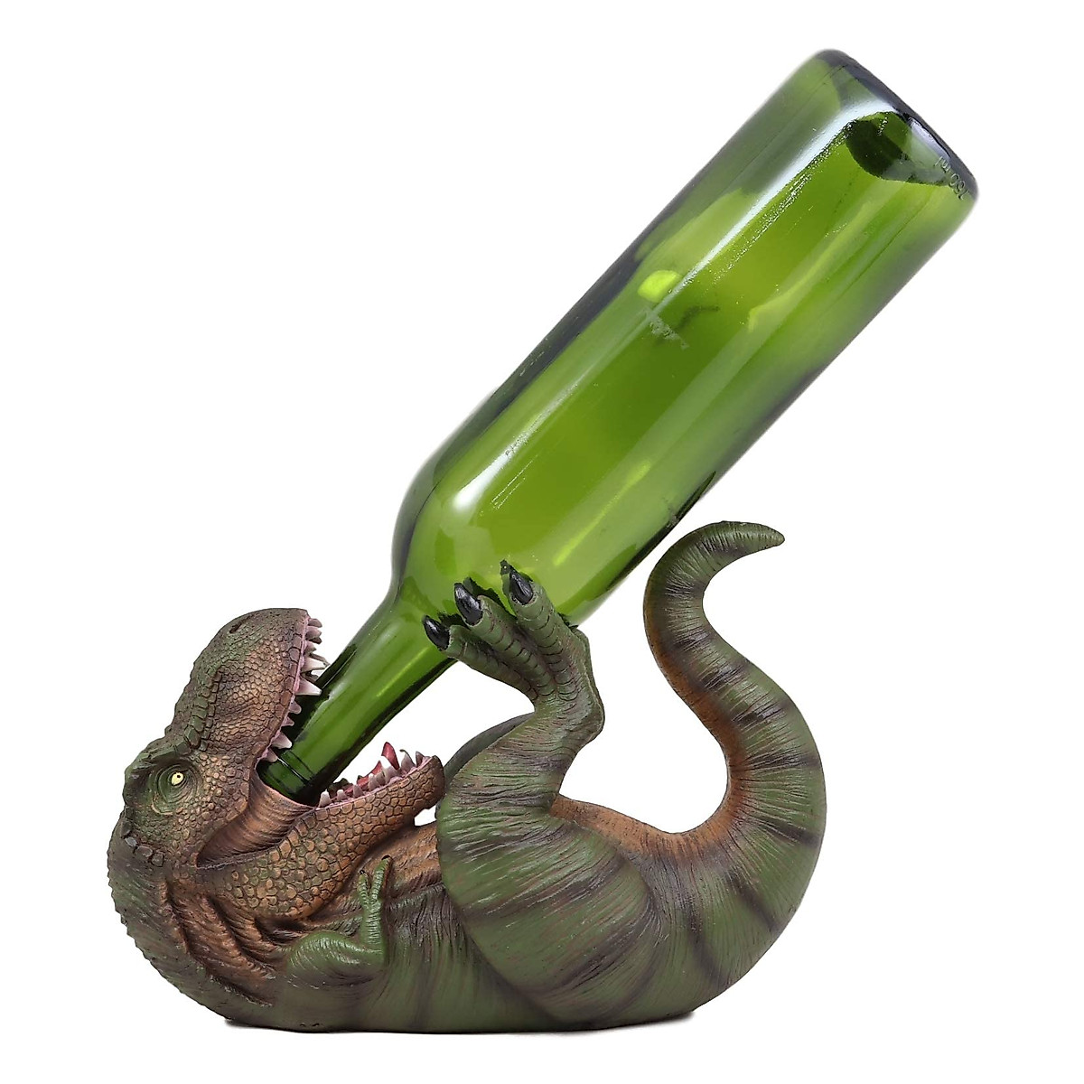 Ebros Dino Wino Prehistoric Dinosaur Thirsty T-Rex Wine Bottle Holder 9.25" Long Caddy Figurine Jurassic Era Trex Statue Kitchen and Dining Decor Party Hosting Prop Tyrannosaurus Rex Dinosaurs
