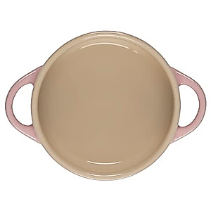 Le Creuset L'Amour Collection Stoneware Mini Round Cocotte, 8oz, Chiffon Pink with Heart Applique