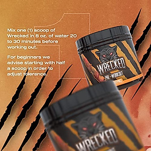 Huge Supplements Wrecked Pre-Workout Powder, 30G+ Ingredients Per Serving to Boost Energy, Pumps, and Focus with L-Citrulline, Beta-Alanine, Hydromax, L-Tyrosine, and No Useless Fillers (40 Servings)