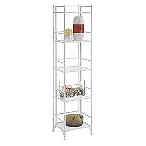 Xtra Storage 5 Tier Folding Metal Shelf (Color : White)