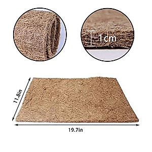 PINVNBY Reptile Carpet,Bearded Dragon Natural Coconut Fiber Mat,Lizard Terrarium Liner Pads,Tortoises Bedding Supplies for Gecko Snake Chameleons(4 Sheets / 19.7x11.8x0.4inches)