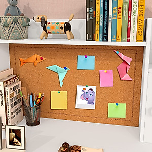 Vhger White Kids Desk and Chair Set, Childrens Computer Desk with Drawers and Storage Shelf, Kids Study Desk and Chair Set for 3-12 Years Old Kids