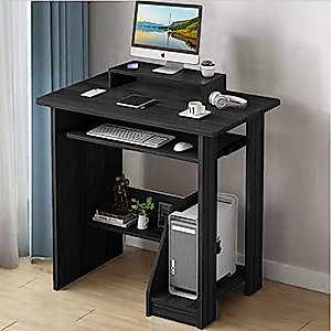 ALISENED Home Office Computer Desk with Monitor Stand Keyboard Tray, 29.5 Inch Study Writing Desk Small PC Laptop Table with Storage Shelves, Modern Workstation for Small Spaces Save Space