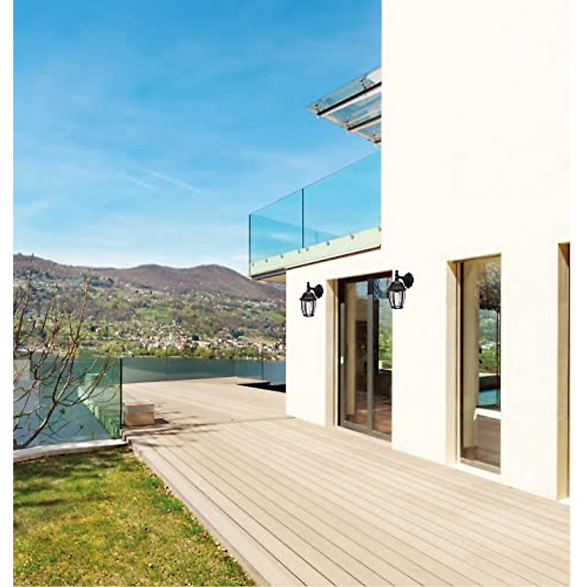 YoonLIT SMARTLIFE Dusk to Dawn Outdoor Wall Lantern, Wall Sconce as Porch Light Fixtures, Aluminum Housing Plus Clear Water Glass, Bulb NOT Included, Black, 1-Pack