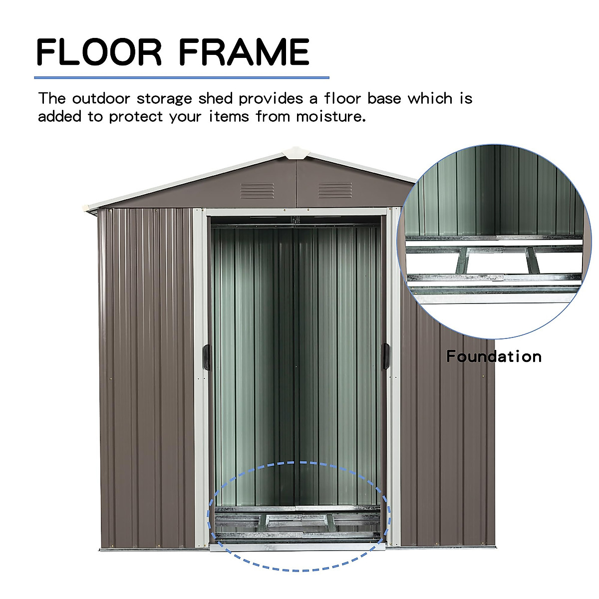 Luxo Abode 6x4 FT Outdoor Storage Shed, Metal Tool Storage House with Air Vent and Pent Roof, Weatherproof Steel Backyard Sheds w/Padlock, for Garden, Patio Lawn, Gray