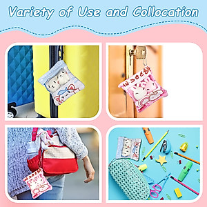 Zomiboo 2 Pcs Kawaii Room Decor Cute Plush Stuffed Pillows Snack Mini Toys Soft Cartoon Baby Back to School Doll Key Chain Gifts for Birthday Party Favors (Pink,Blue,Bunny,Cat)