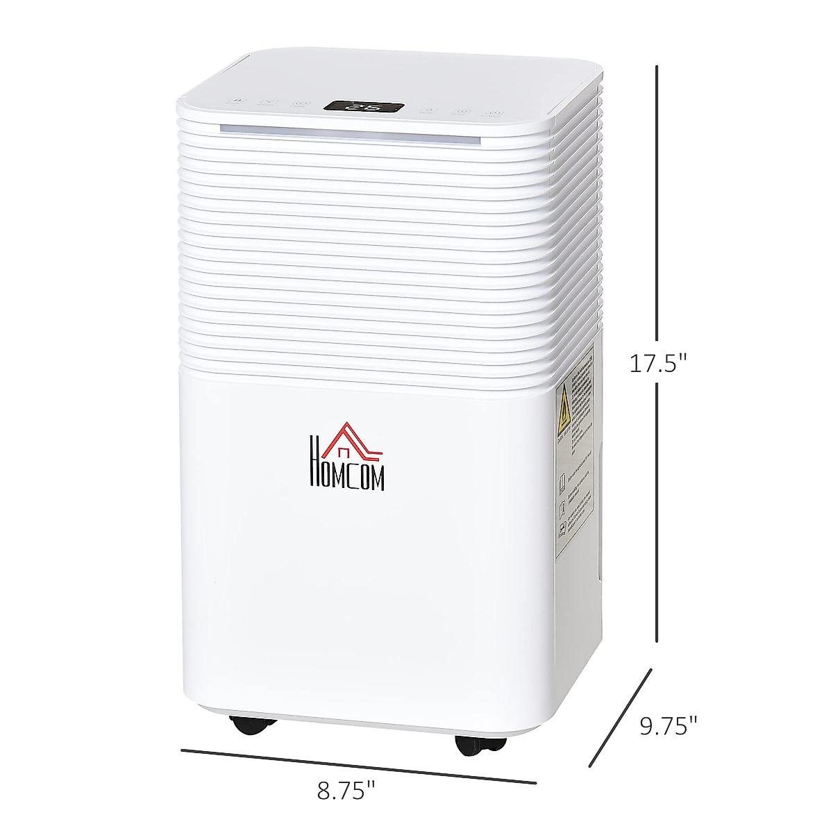 HOMCOM 1260 Sq. Ft Portable Electric Dehumidifiers with 3 Color Lights, LED Display, Quiet Dehumidifier for Basements, Bedroom, Bathroom, Closet, RV, 21pt/Day, White