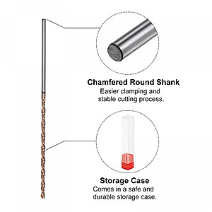 uxcell Twist Drill Bit, 2.4mm Jobber Drill Bit Nanoscale Titanium Coated K35 Tungsten Carbide Straight Shank 100mm Length for Drilling Stainless Steel Alloy Steel