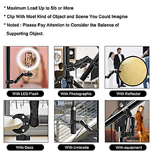 Taisioner Double Mount Clamp Bracket Monitor Magic Socket Arm for Desk Photo Studio Light Stand, Photography Reflector, Photo Boom Stand, Cross Bars, Umbrella, Pole Stick Shoot Accessories Tools