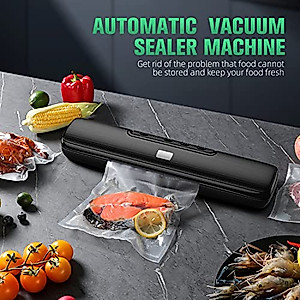 Vacuum Sealer Machine for Food Saver Food Vacuum Sealer Automatic Air Sealing System for Food Storage Dry and Wet Food Modes Compact Design 12.6 Inch with 15Pcs Seal Bags Starter Kit