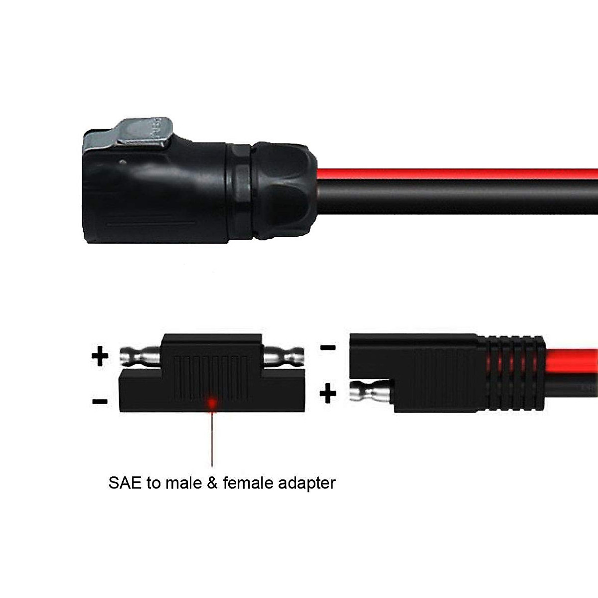 MOOJP 10AWG 2 Pin Power Industrial Circular Connector Solar Panel Connector SAE Adpater Cable for Furrion Solar Panel Forrest River RV Ports DIY Battery Grand Design RV's Industry 18in