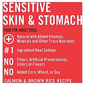 Pure Balance Pro+ Sensitive Skin & Stomach Dog Food, Salmon & Rice Recipe – Vet Formulated for Sensitive Dogs – Supports Skin Health, Digestive Health – 8LB Bag (This is A 8 LBS Bag)