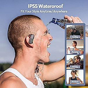 DACOM True Wireless Bone Conduction Headphones Open Ear Bluetooth Headphones with Earhooks 26 Hrs Playtime with Charging Case Sport Earbuds Waterproof with Built-in Mic for Workouts Running Cycling