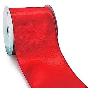 CT CRAFT LLC Satin Wired Ribbon for Christmas, Home Decor, Gift Wrapping, Tree Topper Bow, Wreath, DIY Crafts, 4" x 20 Yards x 1 Rolls - Red