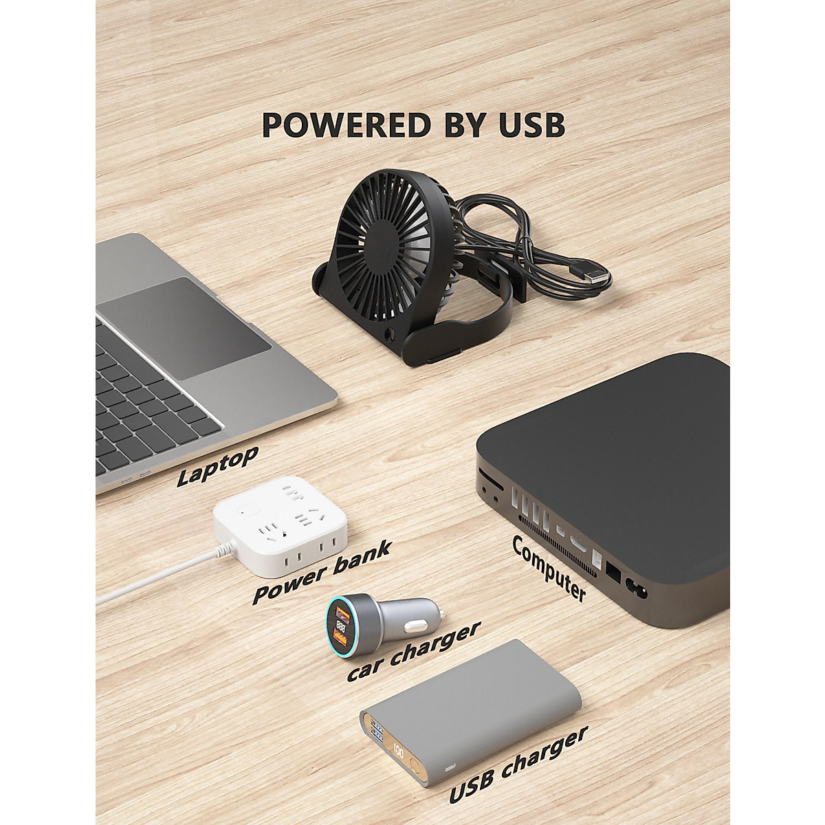GRANDFAST Small Desk Fan, 3 Speeds Silent Travel Fan, Portable mini Desktop Fan, 180° Foldable Table Fan, USB Powered Cooling Fan for Bedroom Home Office Outdoor Trip