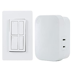 mySelectSmart GE Dimmable Wireless Control Switch, On/Off & Full, 1 Outlet, 150 ft. Range from Plug-in Receiver, Ideal for Lamps & Indoor Lighting, No Wiring Needed, 37781, Dimming Remote