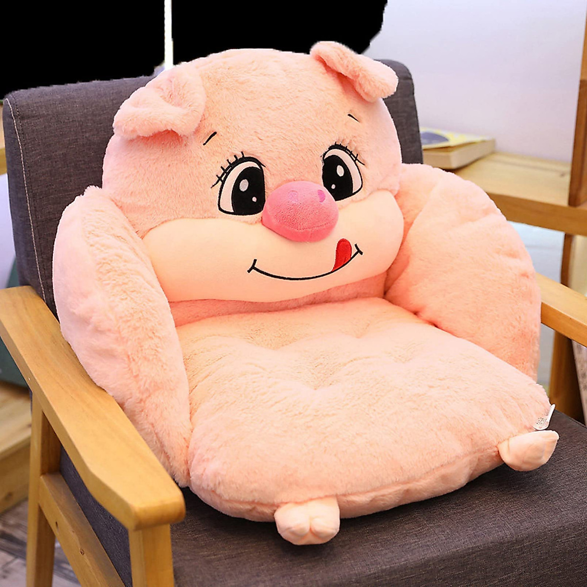GEORPE Seat Back Cushion Long Plush Cartoon Chair Pad Comfortable Sofa Tatami Butt Mat Leg Waist Support Office