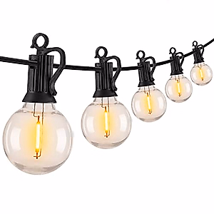 Brightown Outdoor String Lights 50FT- LED String Lights G40 Globe Patio Lights Energy Saving with 25 LED Bulbs, Shatterproof Hanging Outdoor Lights for Christmas Outside Garden Backyard Cafe