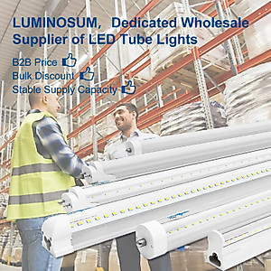 LUMINOSUM T8/T10/T12 LED Tube Light 8 Foot 40W, 80W Equivalent, Single Pin FA8 Base, Dual-End Power Ballast Bypass, Frosted Cover, Daylight 5000k, ETL Certified, 20-Pack