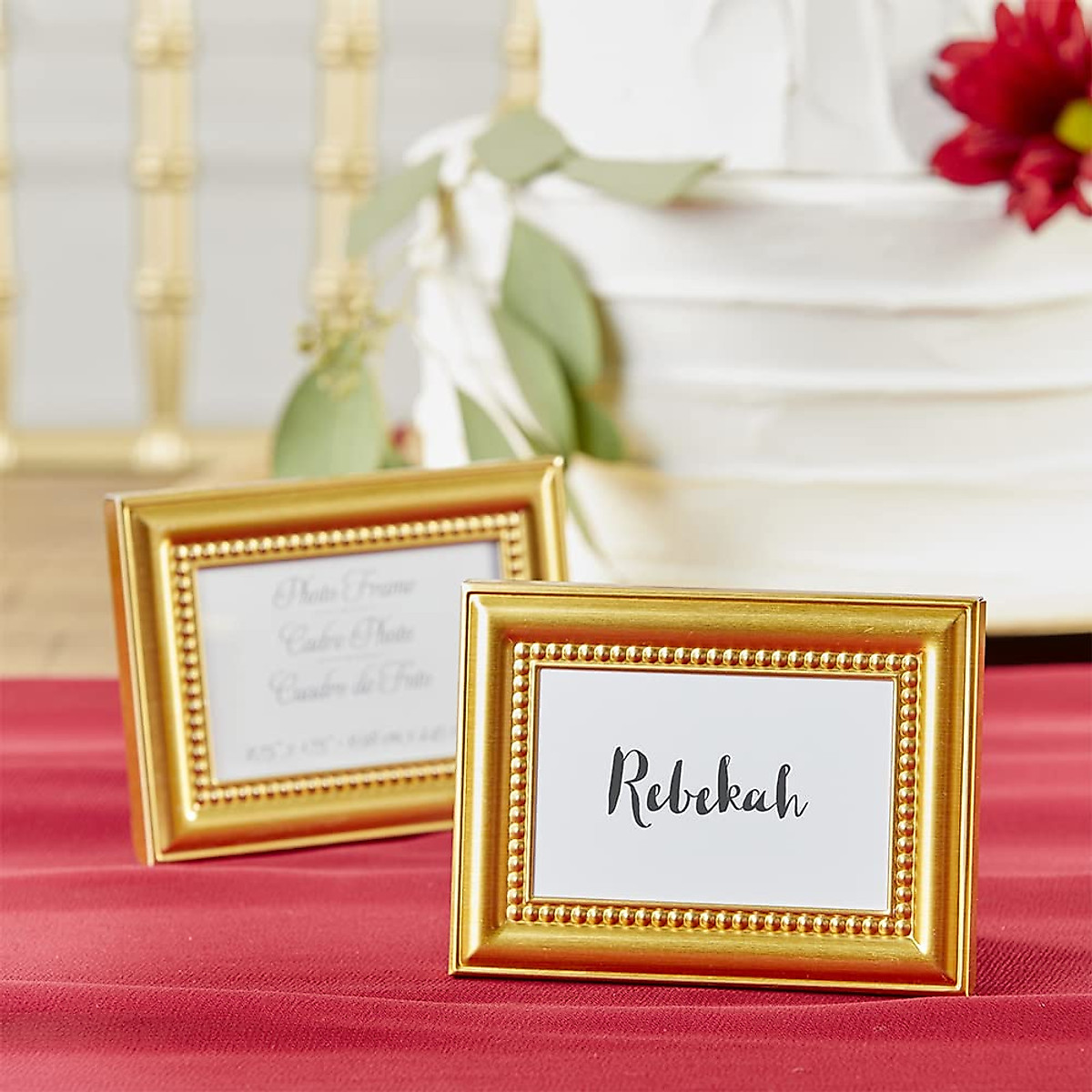 Kate Aspen Beaded Mini Gold Picture Frames/Place Card Holder, Wedding Decor, Wedding Favors, Tabletop Photo Holder (Set of 6)
