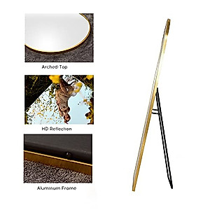 AyeWish Arched Mirror - 64"21", Aluminum Frame - Gold, Floor Standing or Wall Mounted