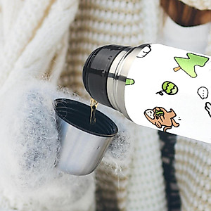 Stainless Steel Leather Vacuum Insulated Mug Monkey Thermos Water Bottle for Hot and Cold Drinks Kids Adults 16 Oz