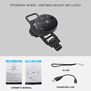 Recoil Waterproof Bluetooth Media Button Steering Wheel Remote Control for Car Bike Motorbike Boat Powersports Compatible iPhone 14 Pro/SE/14, Samsung Galaxy or Any Android Device