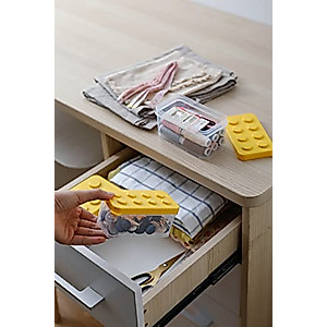 Momo's House Plastic Box Toy Organizers Containers with Lids Brick Shaped Kids Storage Toy Chest - Set of 3 Small Organizer for Building Brick Storage and Children Small Toys, Blue