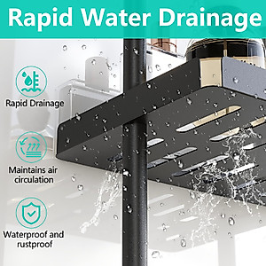 3 Tier Standing Shower Caddy Organizer Corner, Stable Bathroom Shower Organizer Stand with Handle, Metal Shower Shelf Caddy Corner for Shampoo, Shower Rack Stands for Inside Bathroom, Bathtub, Kitchen