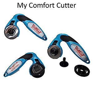 TrueCut Rotary Cutter Set - 3 Items: Large TrueCut Quilting Ruler (24.5-Inch by 6.5-Inch), Medium TrueCut Quilting Ruler (12.5-Inch by 6.5-Inch) and My Comfort Cutter Ergonomic Rotary Cutter (45mm)