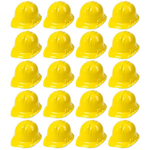 AnapoliZ Toy Construction Hard Hats | 20 Pcs. Soft Plastic Yellow Kids Party Hat | Children’s Engineer, Building Dress Up Hats | Theme Favor Caps