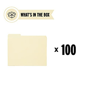 SUNSERE Classic Manila Folders – 100 Pack, Thick Letter Size Manila File Folders, 1/3-Cut Tabs, 11.75 x 9.50 Inches, Folders for Documents & Files