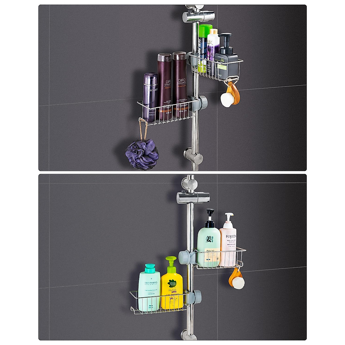 YQh Shower Bar Storage Rack, Bathtub Shower Rack (Shower Rod Not Included), Clawfoot Bathtub Accessories, 304 Stainless Steel Soap Rack, Bathroom Bathtub Shampoo Rack, Shower Trolley Organizer