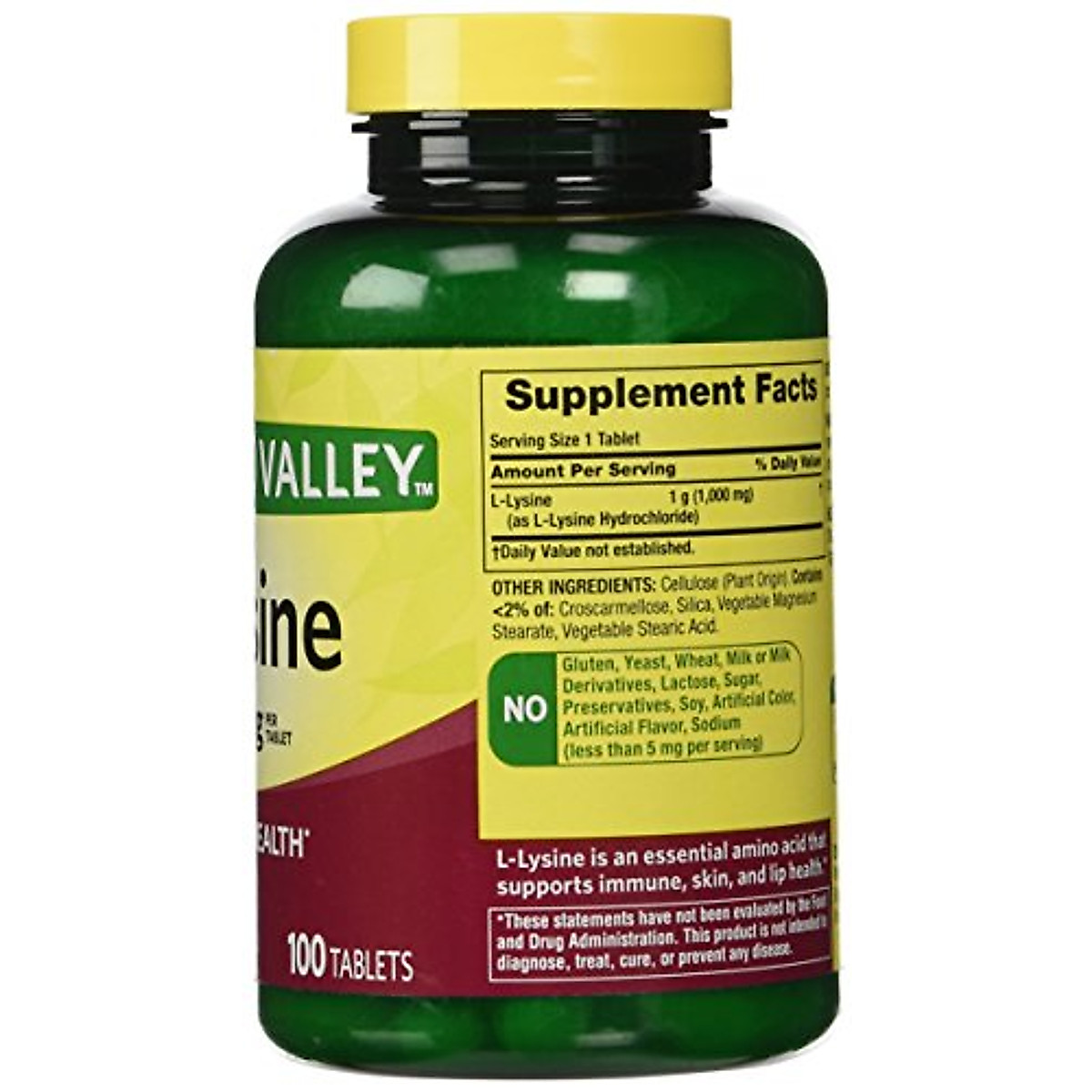 Spring Valley - L-Lysine 1000 mg, 100 Tablets
