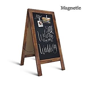 HBCY Creations 40" x 20" Rustic Brown Solid Pine Wood A-Frame Magnetic Chalk Board Sign, Menu Chalkboard, Framed Chalkboard, Outdoor Sign, Standing Chalkboard, Sandwich Board