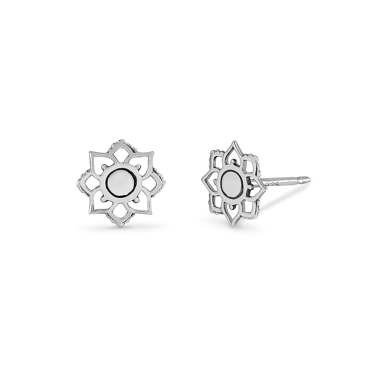 Boma Jewelry Sterling Silver Lotus Flower Stud Earrings