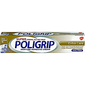 SUPER POLIGRIP Denture Adhesive Cream Extra Care 2.20 oz (Packs of 6)