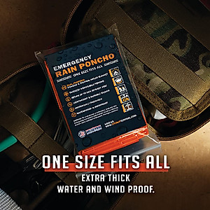 Everlit Survival Rain Poncho Emergency Mylar Space Blanket Camping Gear-Retain 90% of Body Heat Survival Gear for Survival Kits Camping Supplies Emergency Blankets