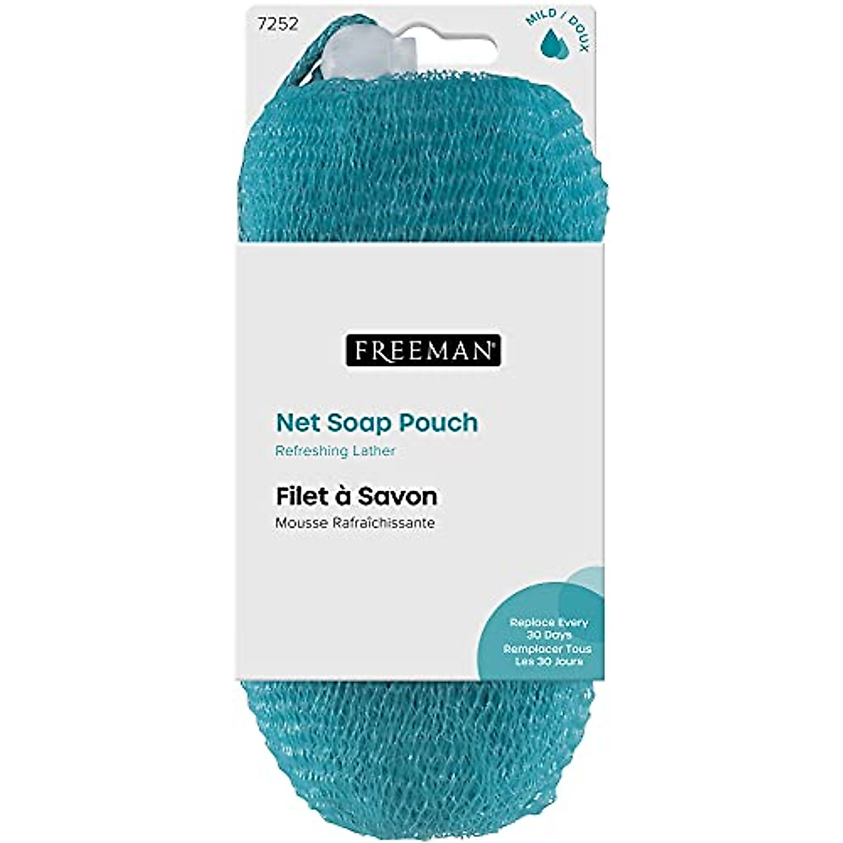 Freeman Net Soap Pouch, Exfoliating Mesh Body Scrubber, Bath & Shower Pouf Removes Dead Skin, Dirt, & Impurities, for Soap Bars, Mild Exfoliation, Self-Tan Prep, 4 Count