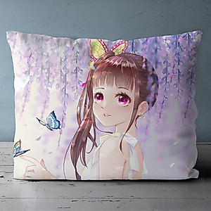 NICHIYOBI Devil Slayer Anime Kanao Flower Breathe Duvet Cover Set 3D Bedding Comforter Cover 3 Pcs (1 Duvet Cover+2 Pillowcases) Bedding Set (04,Queen-90x90in+20x30in*2)