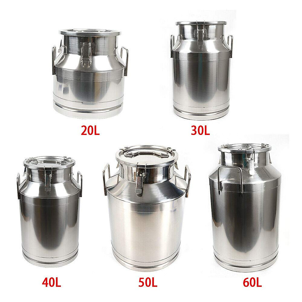 20L/5.25Gallon Stainless Steel Milk Can - Heavy Duty Milk Jug Milk Bucket Wine Pail Bucket Bottle SS liquid Container Storage W/Independent Embedded Silicone Sealed Lid Easy to Open and Use