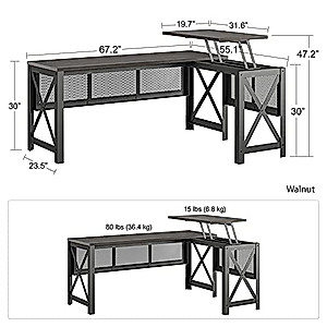 Ameriwood Home Hudson L Desk with Lift Top, Walnut