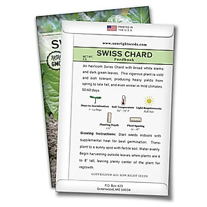 Sow Right Seeds - Fordhook Swiss Chard Seed for Planting - Non-GMO Heirloom Packet with Instructions to Plant and Grow an Outdoor Home Vegetable Garden - Nutritious, Flavorful - Great Gift (2)