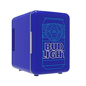 CURTIS MIS152BULT Bud Light, Mini Portable Compact Personal Fridge Cooler, 4 Liter Capacity Chills Six 12 oz Cans, 100% Freon-Free & Eco Friendly, 6, Navy