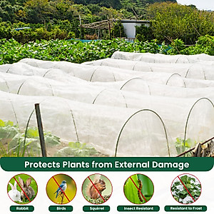 Kesfitt Garden Netting Kit,10x33FT Ultra Fine Mesh Bird Netting for Garden Protection with 10PCS Hoops & 15PCS Stakes & 36PCS Clips,Insect Netting Pest Barrier Row Cover for Vegetable Fruits Flowers