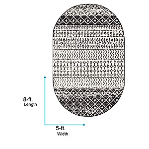 Artistic Weavers Chester Boho Moroccan Area Rug,5' x 8' Oval,Black