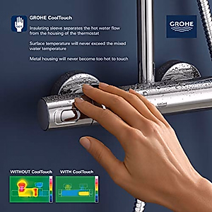 GROHE 26128002 Euphoria 260 CoolTouchThermostatic Shower System, 1.75 gpm, Starlight Chrome